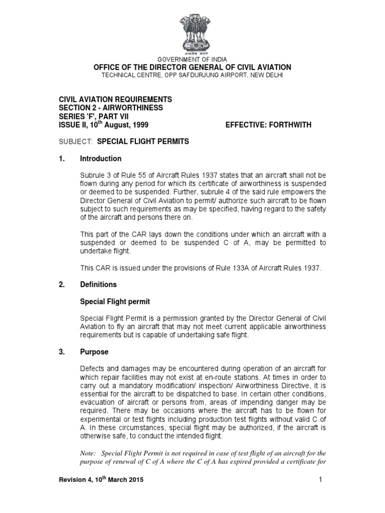 f7 Special Permit | PDF | Aviation | Aeronautics