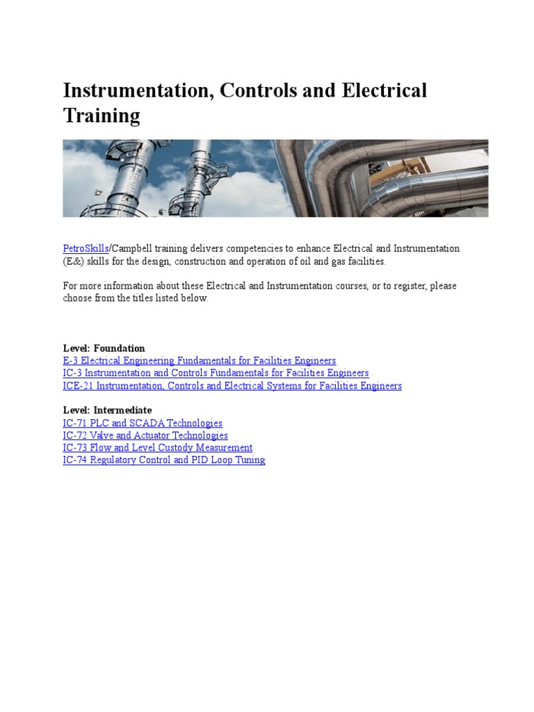 Instrumentation, Controls and Electrical Training | PDF | Valve | Flow ...
