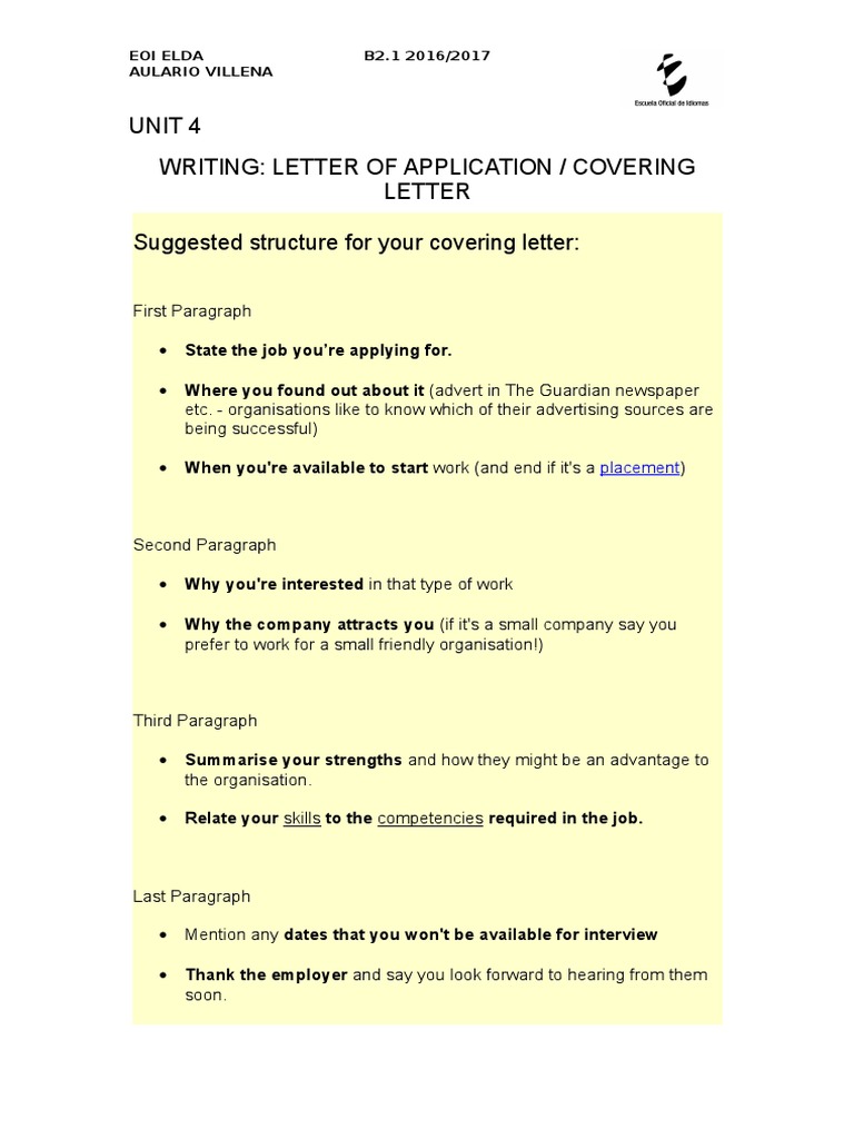 Letter or Application - Suggested Structure | PDF