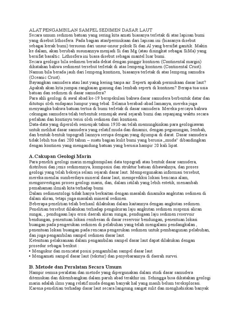 Alat Pengambilan Sampel Sedimen Dasar Laut | PDF