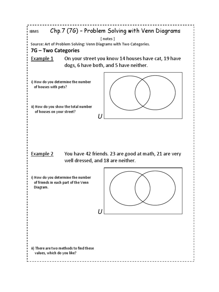 7g-Problem Solving With Venn Diagrams-Notes | PDF