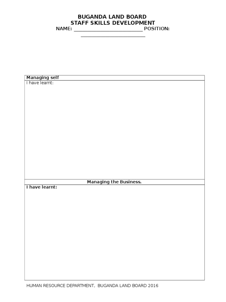Skills Developement Template - Staff | PDF | Career & Growth | Business