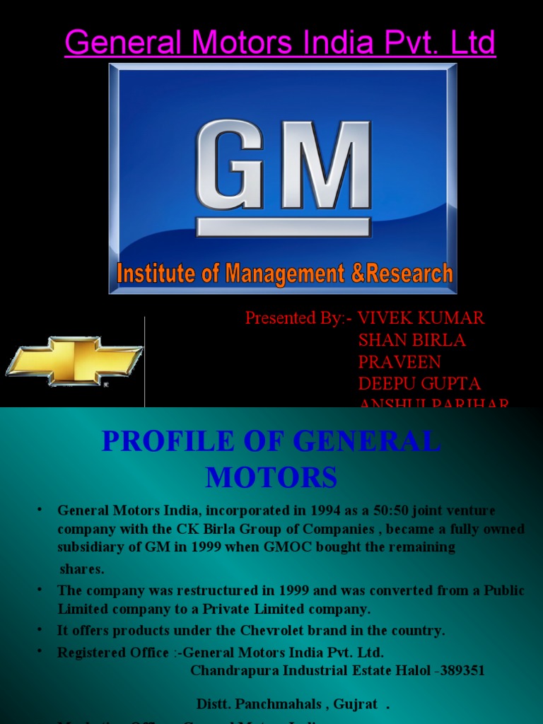 SWOT Analyses of General Motors India PVT | PDF | Industries | Chevrolet