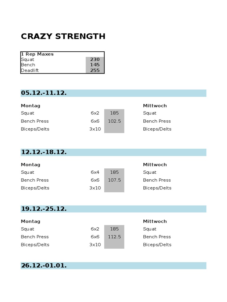A Detailed Strength Training Program for Novice Lifters | PDF | Games ...