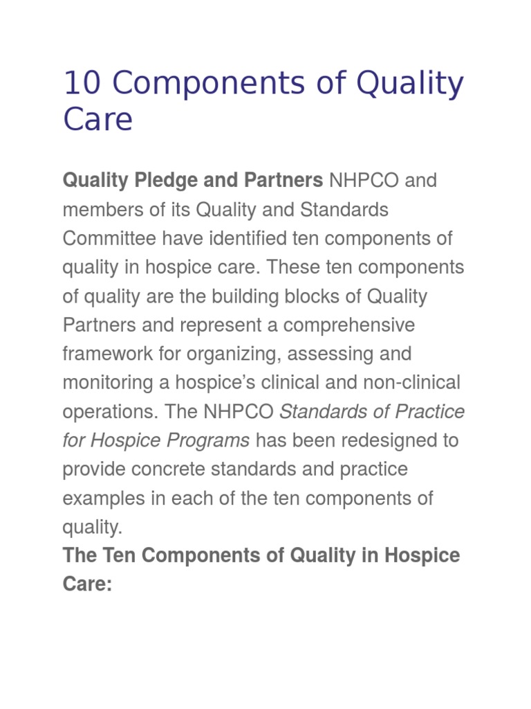 Ten Components of Quality Hospice Care | PDF | Palliative Care ...