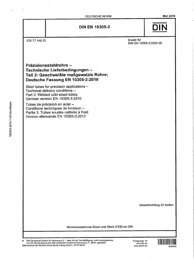 Din en 10305-3 - Tubos | PDF