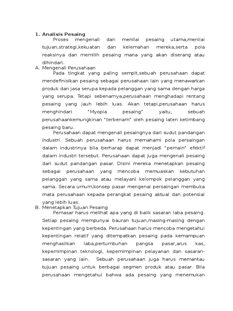 Analisis Pesaing untuk Strategi Bisnis | PDF | Bisnis | Pengelolaan ...