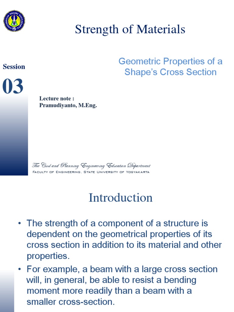 03 Strength of Materials Geometrical Properties of A Shapes Cross ...