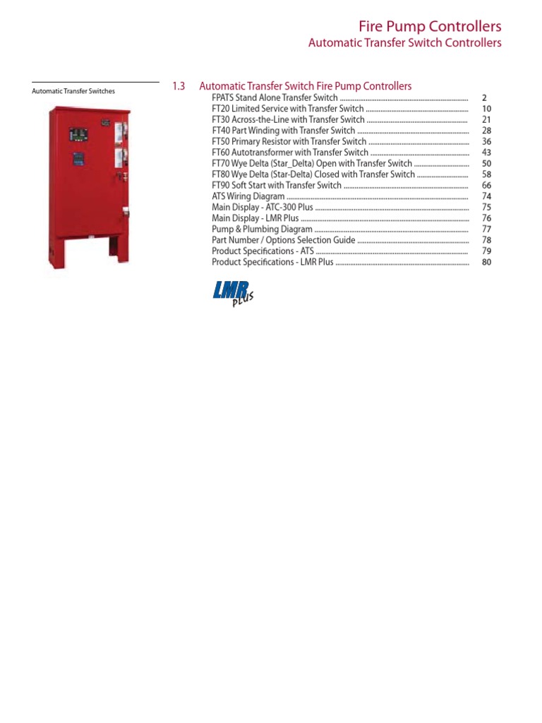 Automatic Transfer Switch Fire Pump Controllers 1.3 | PDF | Switch | Relay