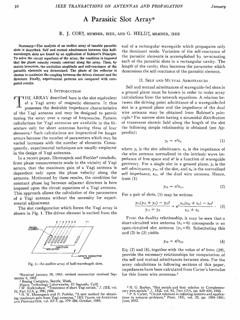 RJ Coe - A Parasitic Slot Array | PDF | Antenna (Radio) | Electrical ...