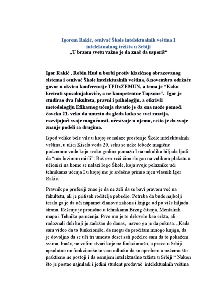 Interviju Igor Rakic | PDF