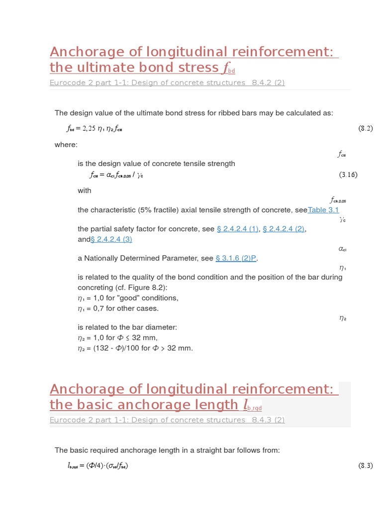 Longitudinal Reinforcement Anchorage Guide | PDF | Strength Of ...