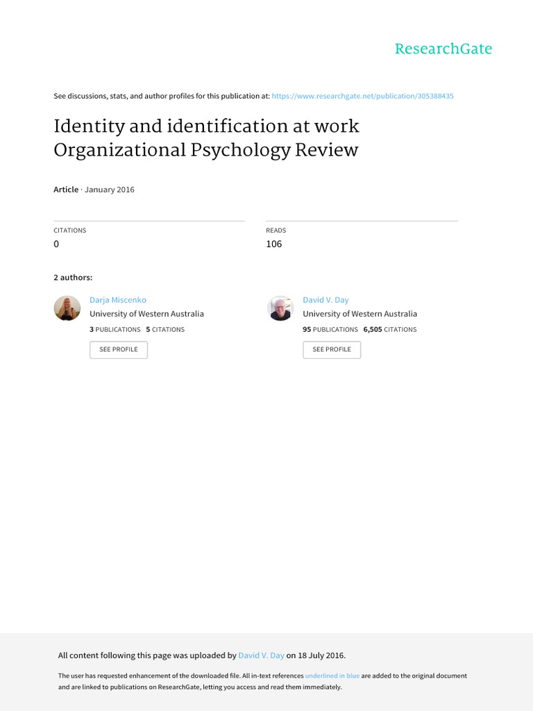 Identity and Identity Work | PDF | Identity (Social Science) | Social Group