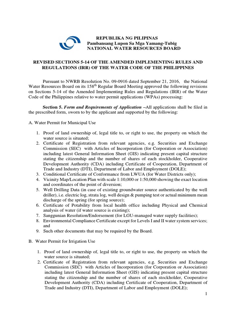 Revised Water Code of The Philippines | PDF | Water Resources ...