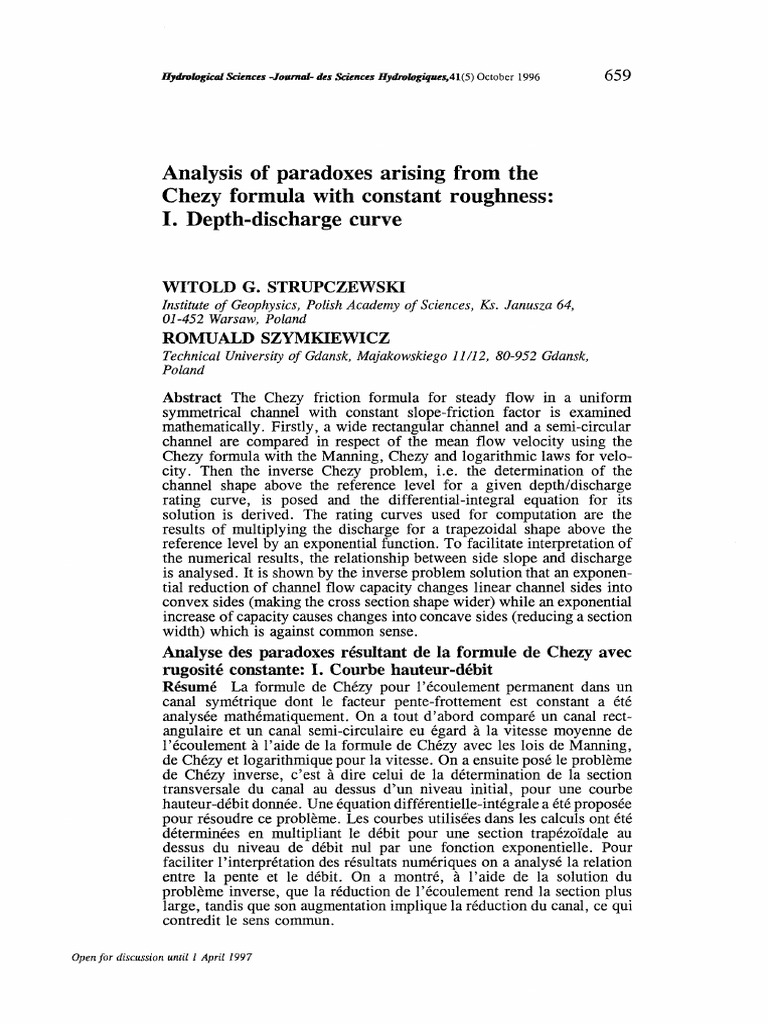 Chezy Formula | Space | Geometry