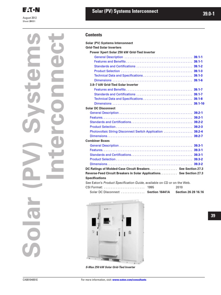 Solar (PV) Systems Interconnect 39.0-1: Sheet 001 | PDF