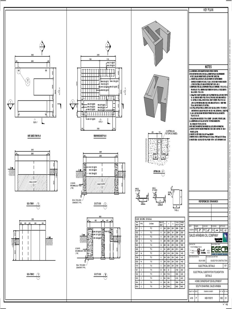 Key Plan Reinforcement Details for Unit Substation Foundation | PDF ...