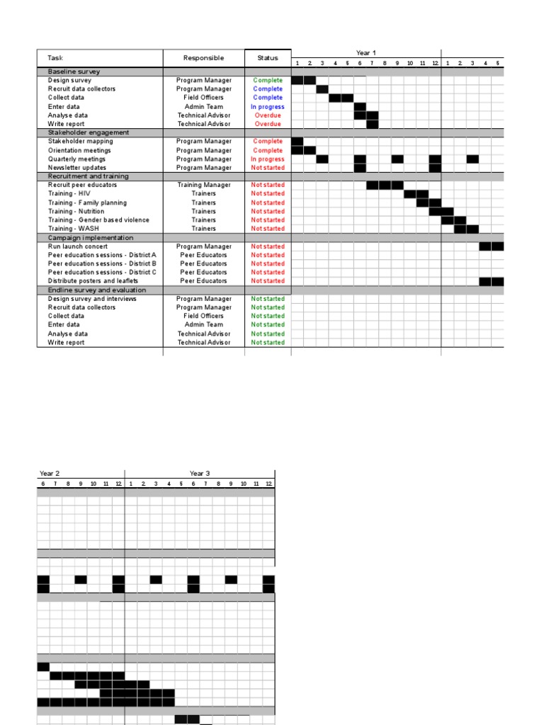 Task Responsible Status Year 1 Year 2 Baseline Survey: Complete | PDF ...
