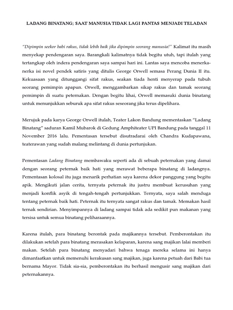 Contoh Tulisan - Review Pertunjukan Teater Lakon Bandung | PDF | Dewasa Muda