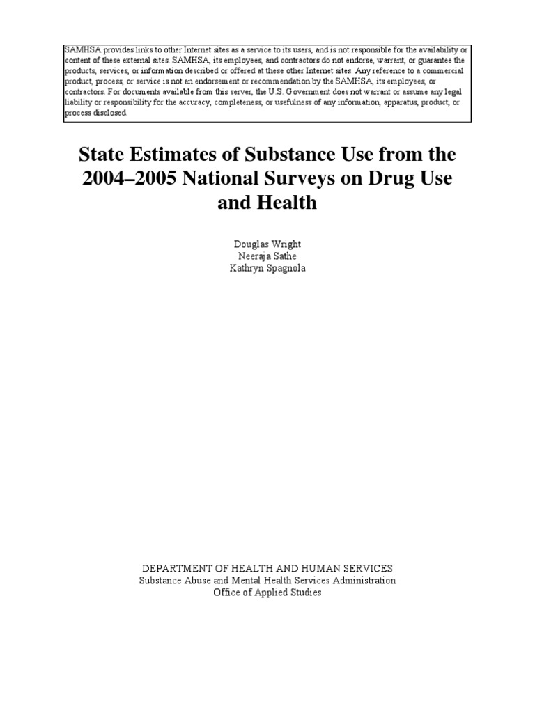State Estimates of Substance Use From The 2004-2005 National Surveys On ...