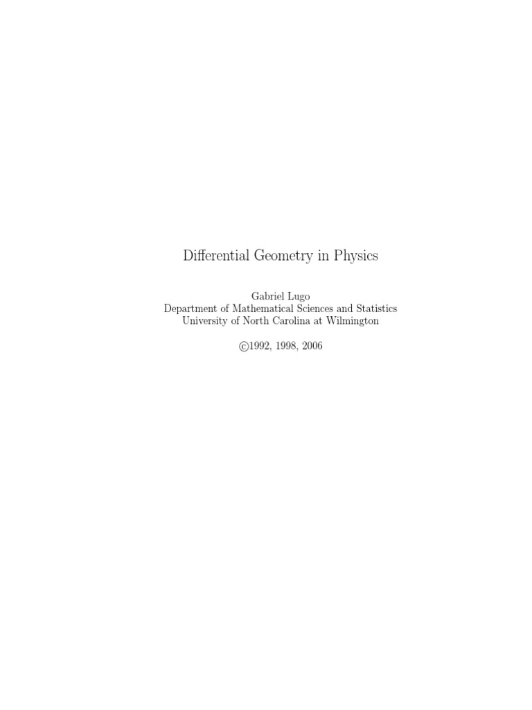 Differential Geometry - Gabriel Lugo (UNC) PDF | PDF | Euclidean Vector | Derivative