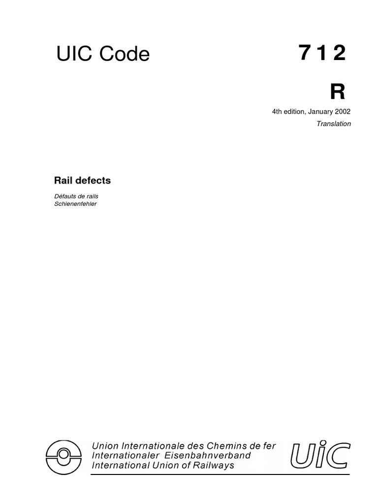 UIC Code 712-R - 2002 Rail Defects | PDF | Track (Rail Transport) | Welding