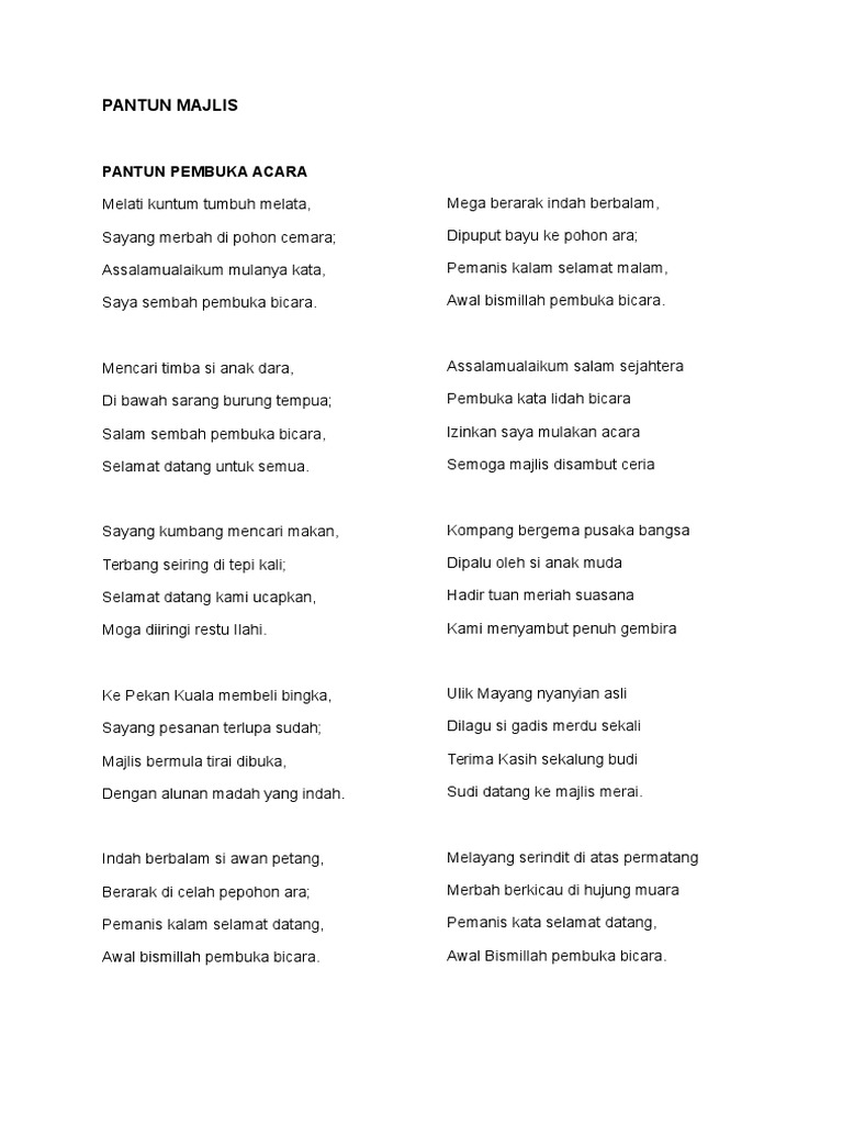 Pantun Majlis | PDF