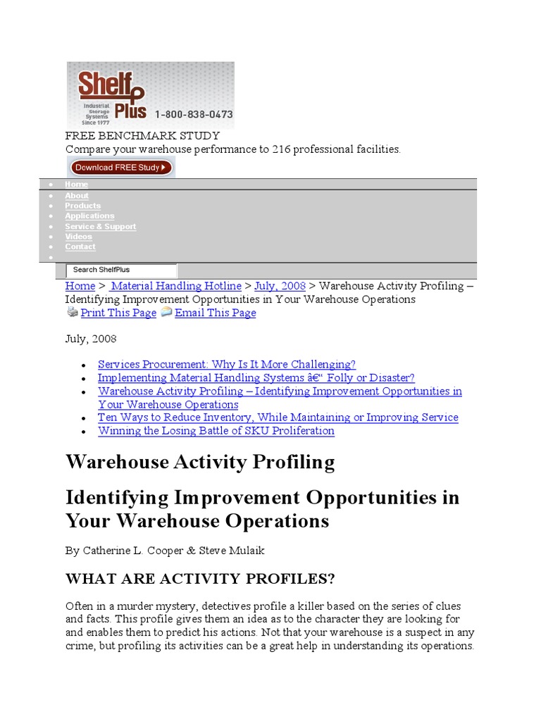 Activity Profiling | PDF | Warehouse | Inventory