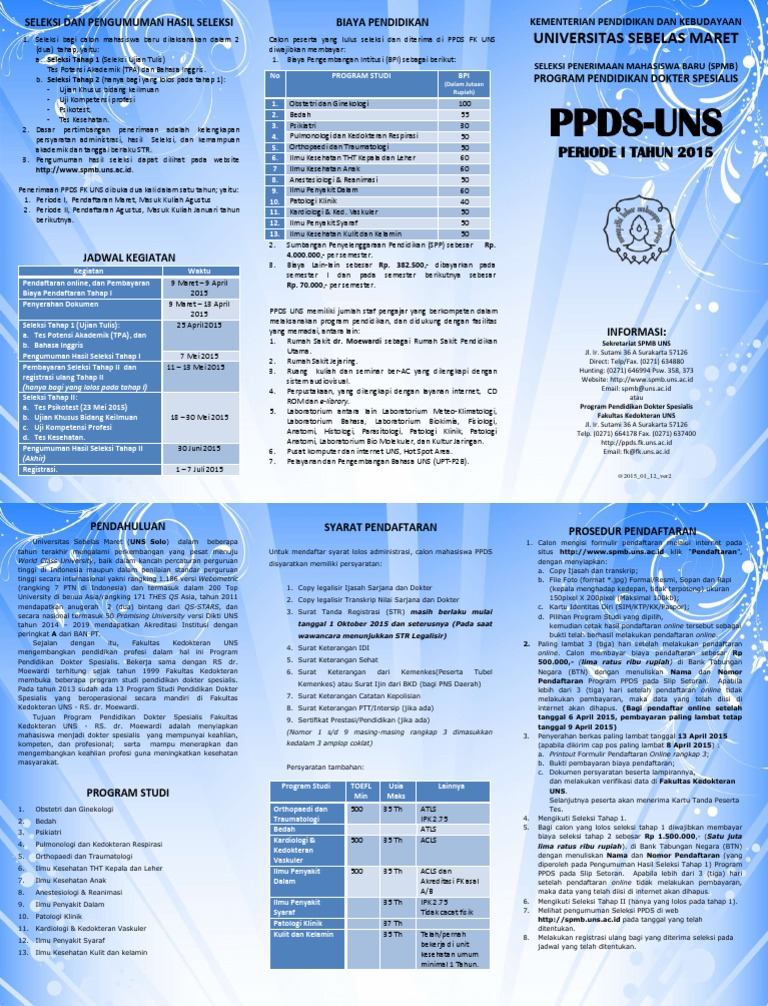 Leaflet PPDS UNS 2015 Periode I | PDF