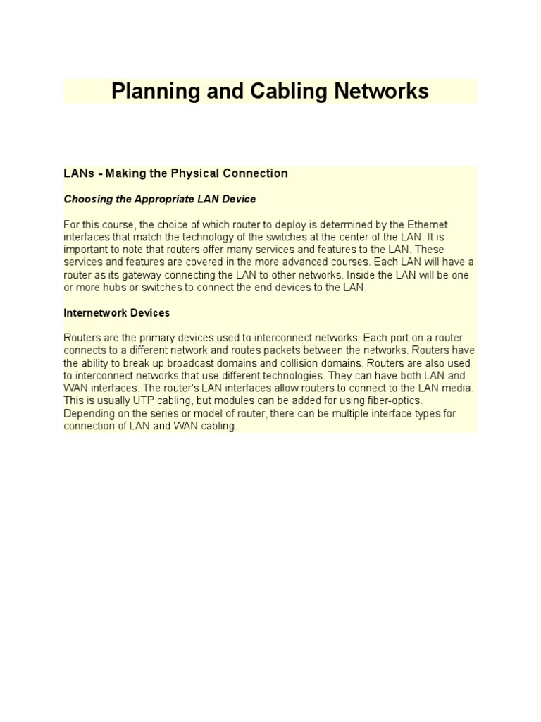 Planning and Cabling Networks | PDF | Network Switch | Computer Network