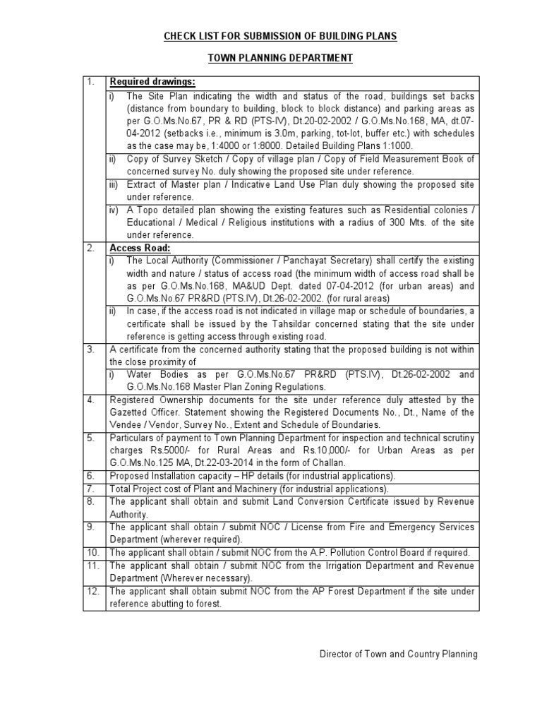 Check List For Submission of Building Plans Town Planning Department ...