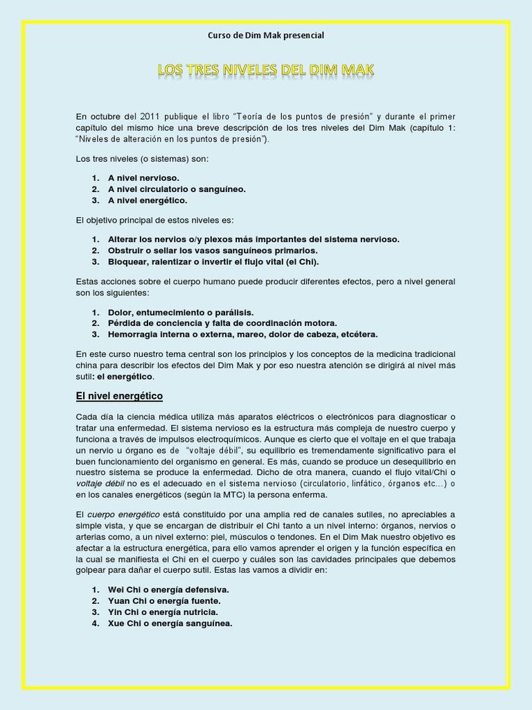 Los Tres Niveles Del Dim Mak | PDF
