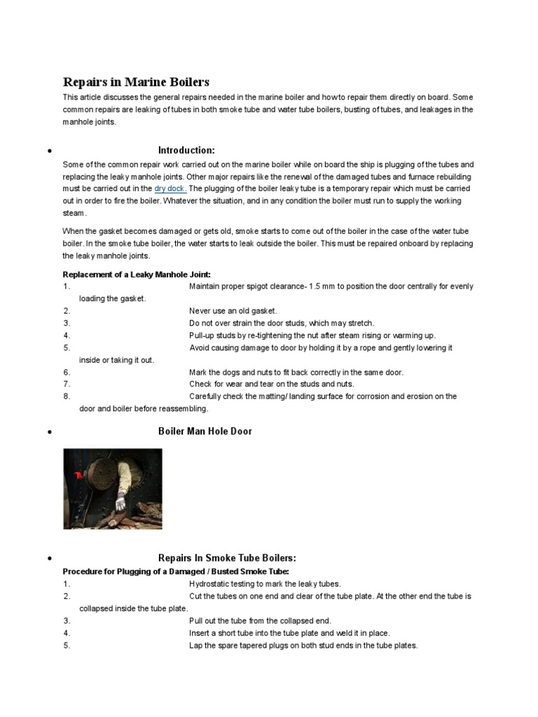 Marine Boiler Repair Techniques | PDF | Boiler | Leak