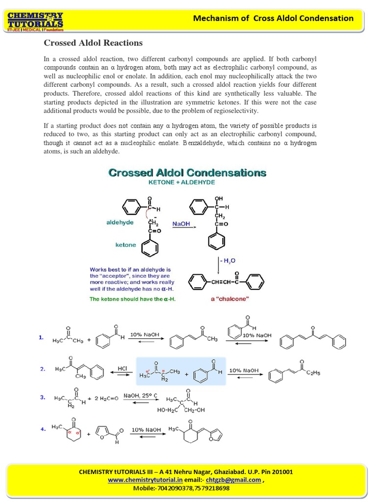 Cross Aldol Condensation | PDF | Functional Group | Carbon Compounds