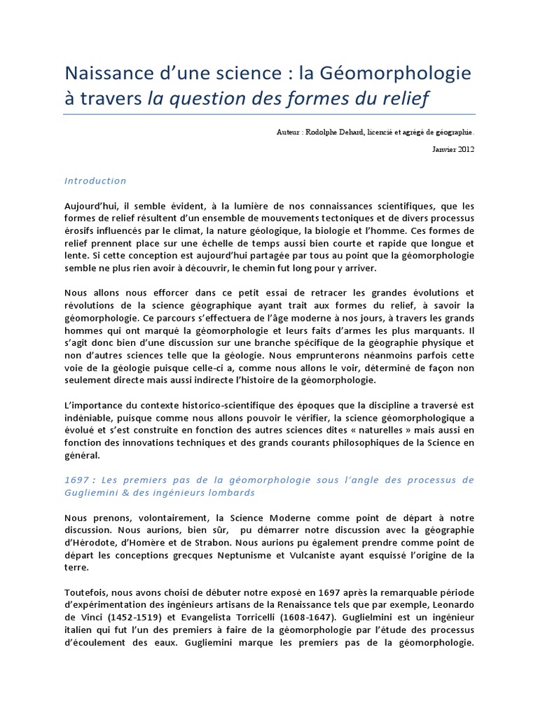 Évolution de la Géomorphologie | PDF | Géomorphologie | Géographie