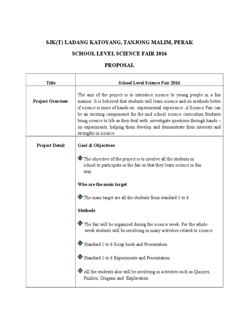 2016 School Science Fair Proposal | PDF | Experiment | Teaching