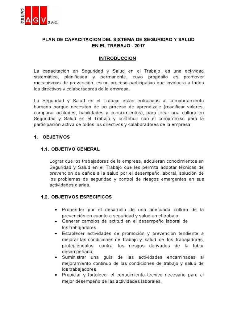 Plan de Capacitacion SST | PDF | La seguridad | Seguridad y salud ...