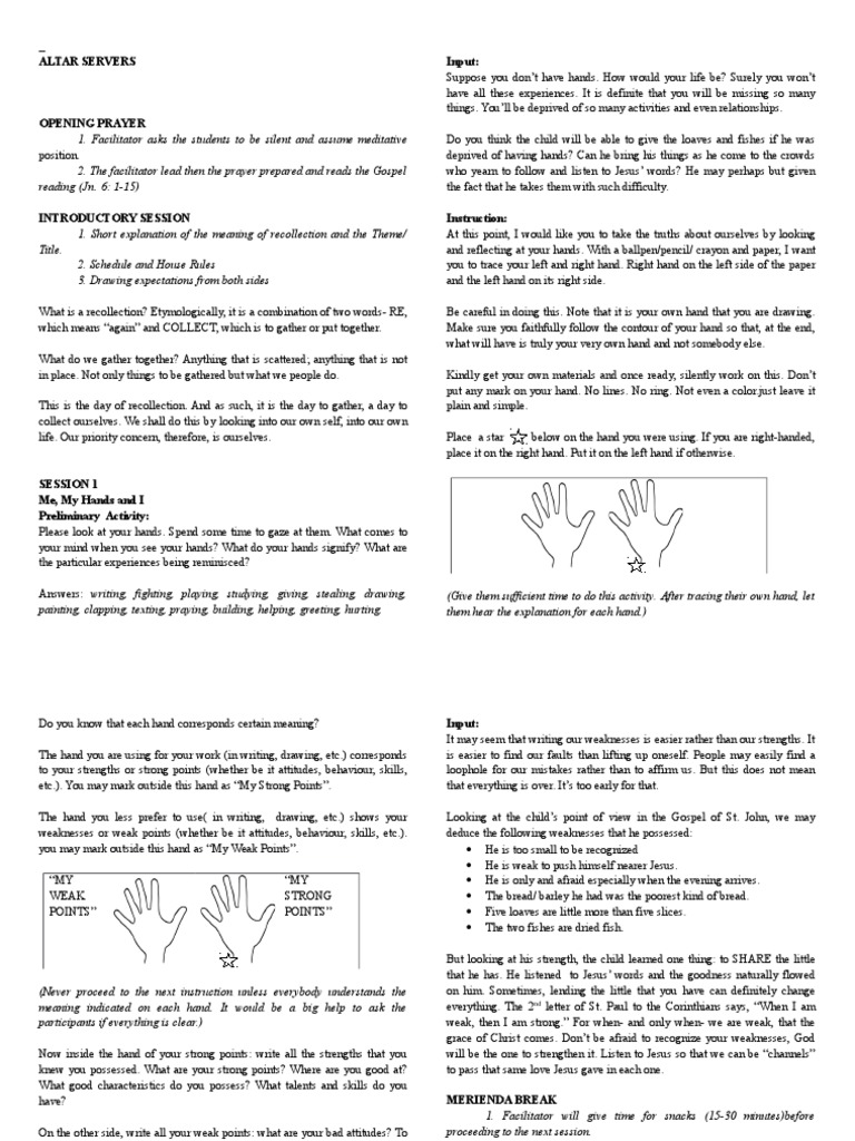 Altar Servers Recollection Module | PDF | Prayer | Jesus