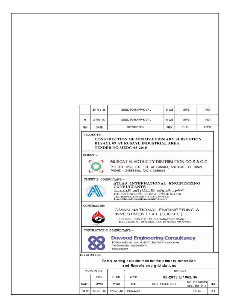 Relay Setting Calculation Rev.1 PDF | PDF | Electrical Substation ... Relay Setting Calculation Rev.1 PDF | PDF | Electrical Substation ...