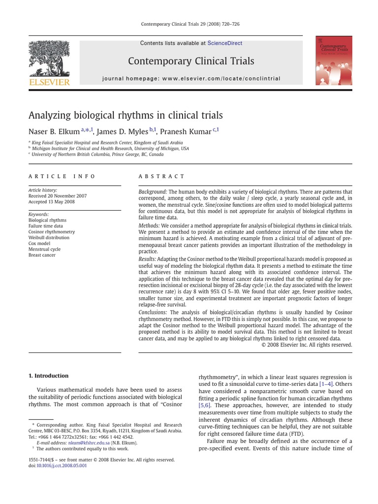Analyzing Biological Rhythms in Clinical Trials | PDF | Menstrual Cycle ...