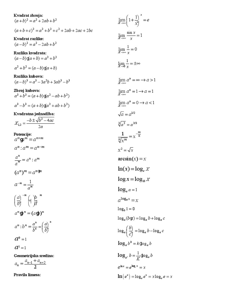 Formules de mathématiques essentielles | PDF | Méthodes et références ...