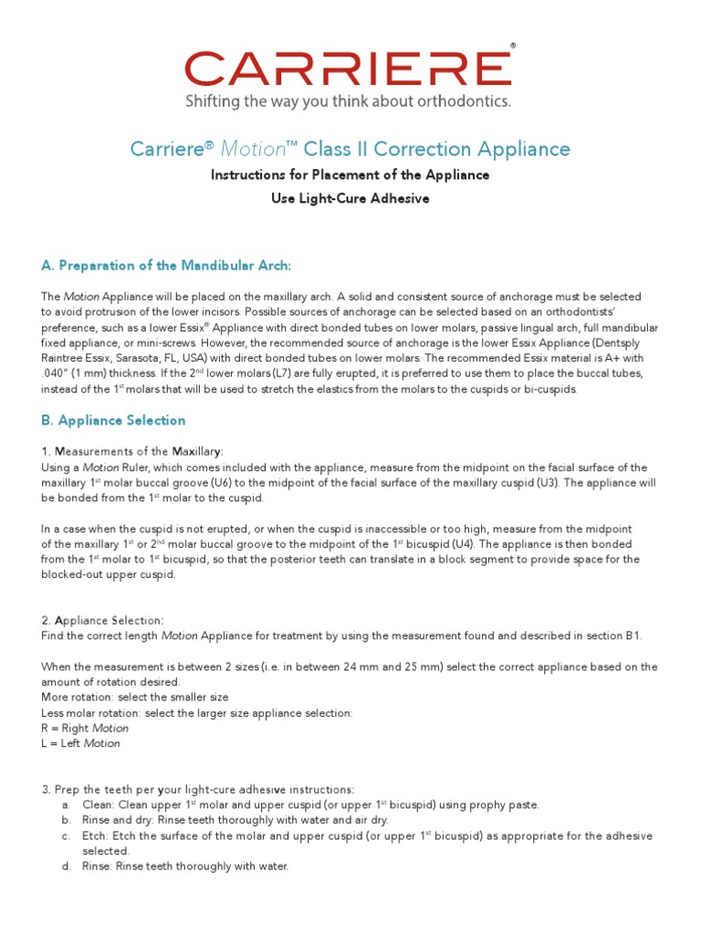 INS119A RevC Carriere Motion ClassII Correction Appliance PDF | PDF ...