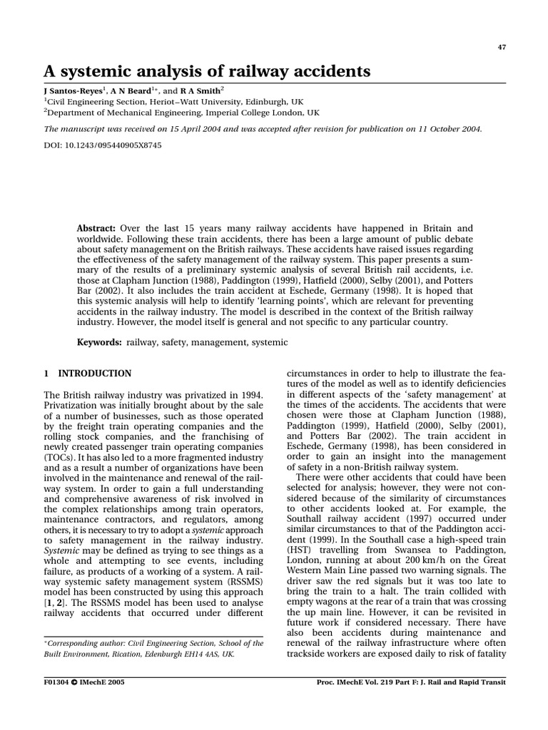 A Systemic Analysis of Railway Accidents | PDF | Rail Transport | Train