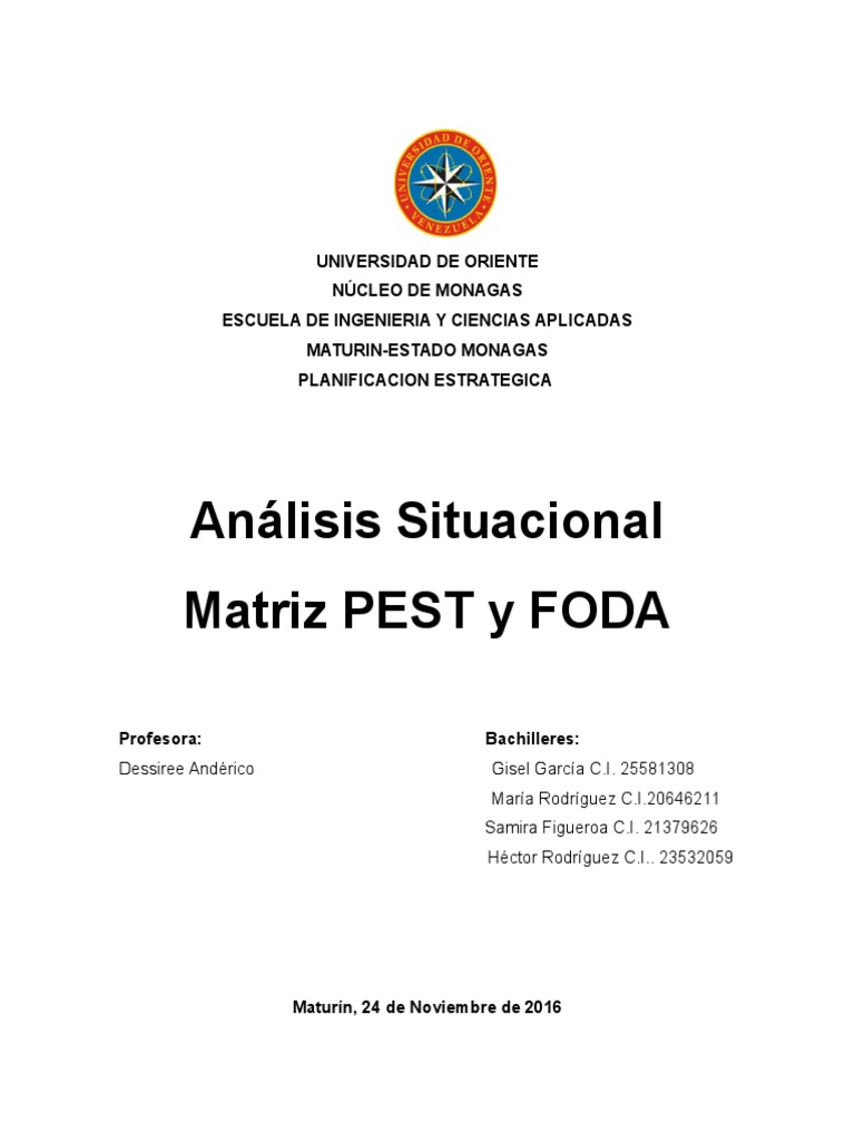 Analisis Situacional Matriz PEST y FODA | Descargar gratis PDF ...