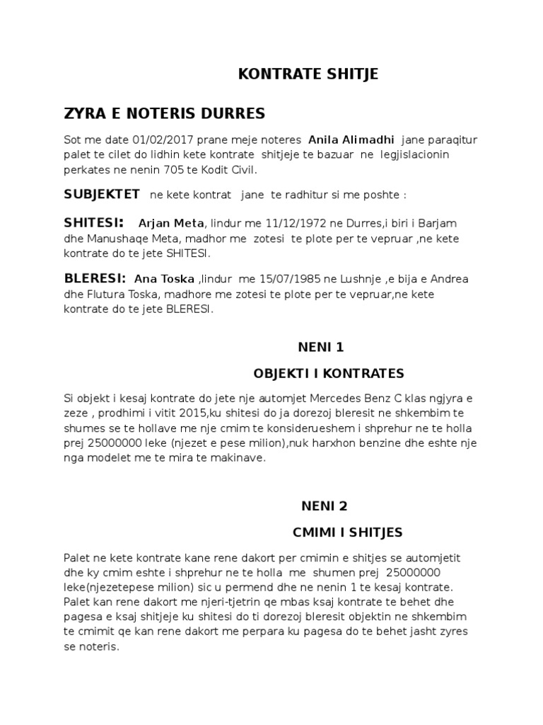 Kontrate Shitje | PDF