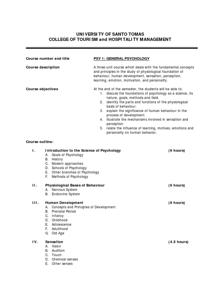 CTHM Course Outline | PDF | Perception | Developmental Psychology