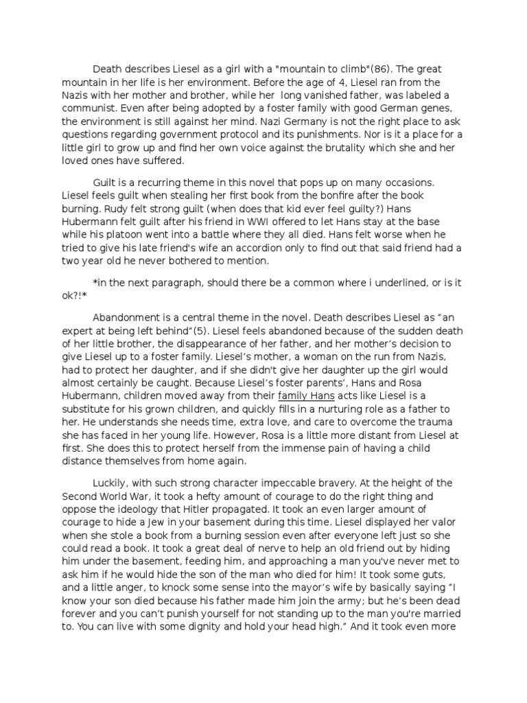 The Book Thief Outline | PDF | Unrest