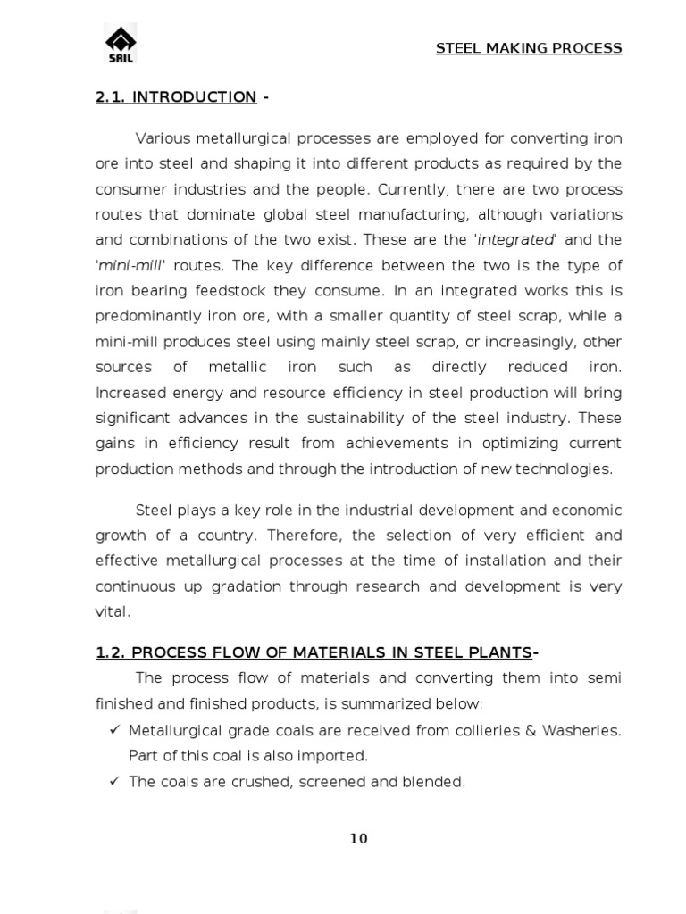 Chapter-2. Steel Making Process | PDF | Steelmaking | Coke (Fuel)