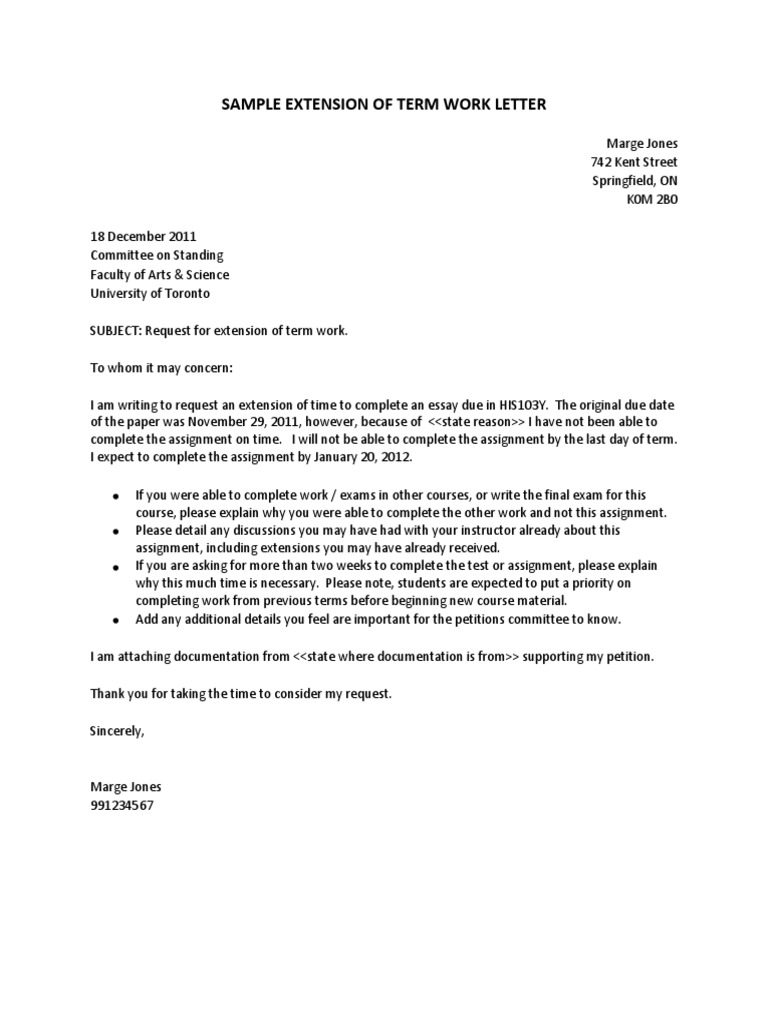 Sample Work Extension Request Letter | PDF | Test (Assessment)