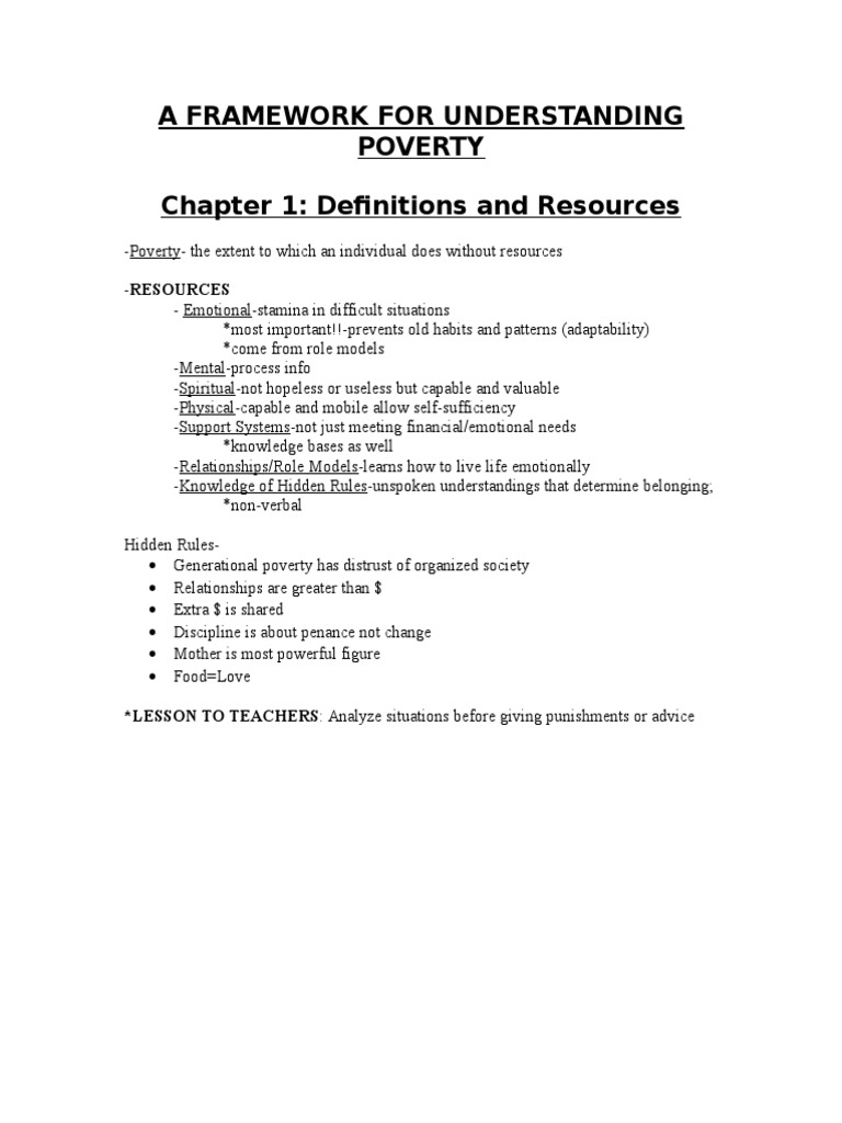 A Framework For Understanding Poverty | PDF | Teachers | Behavior Modification